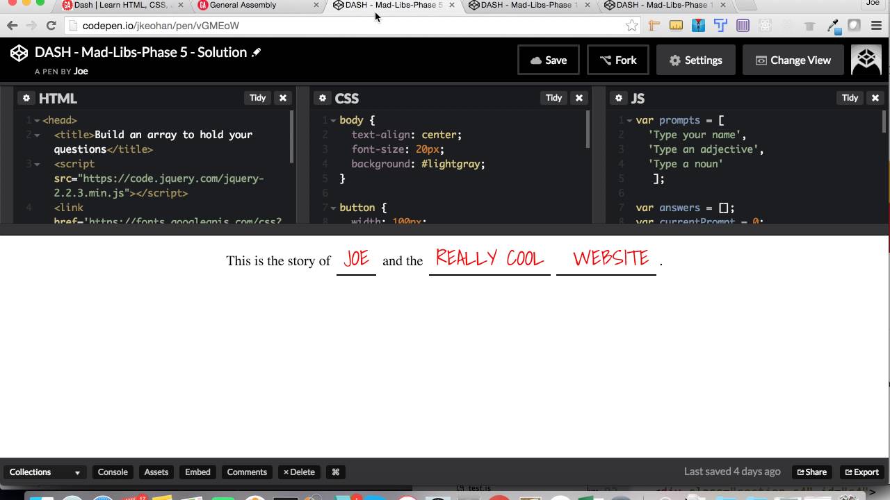 MadLibs Tutorial - Part 1