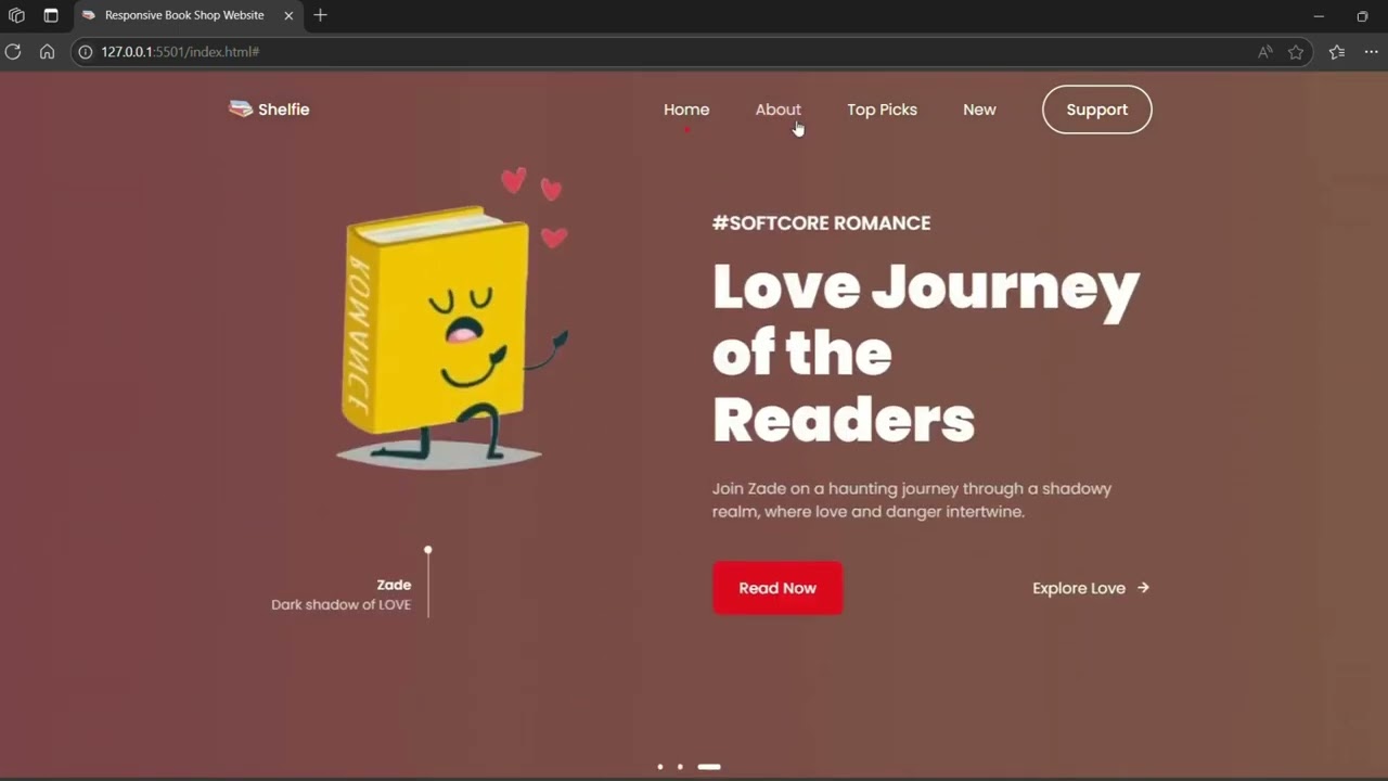Animated Book Store Website Design | HTML, CSS, JavaScript | Source Code on GitHub