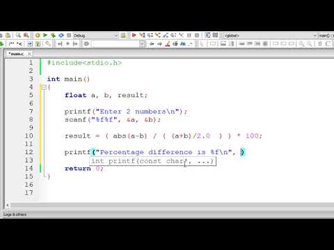 C Program To Calculate Percentage Difference Between 2 Numbers