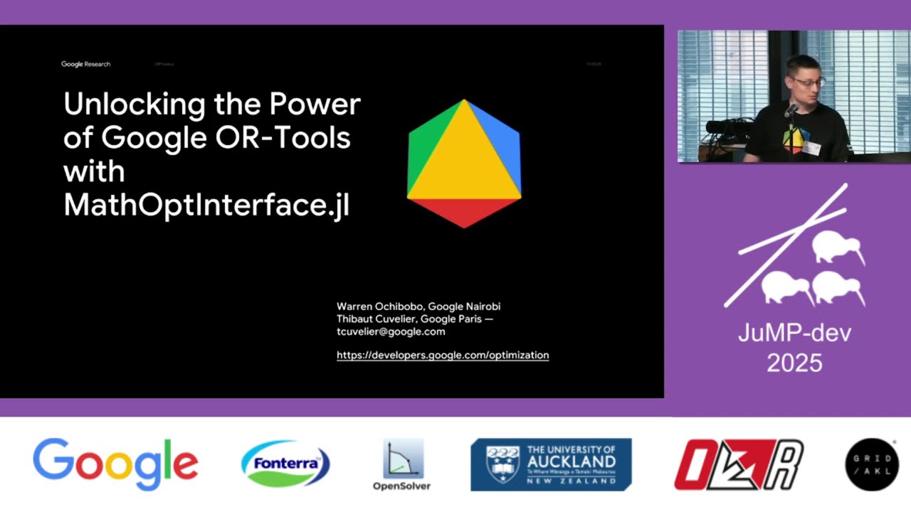 Unlocking the Power of Google OR-Tools with MathOptInterface.jl | Thibaut Cuvelier | JuMP-dev 2025