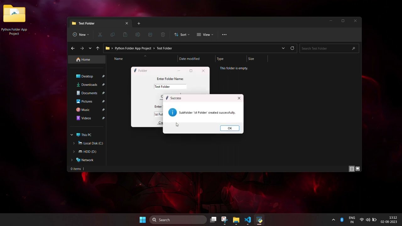 Creating Folder & SubFolder Using Python | Folder Creation App Using Python | CODR