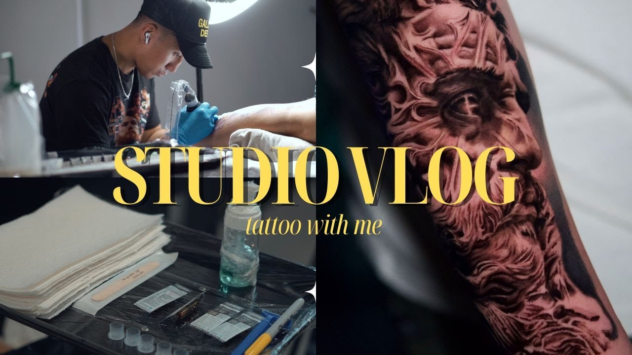 your average day as a tattoo artist, tattooing POSEIDON / studio vlog