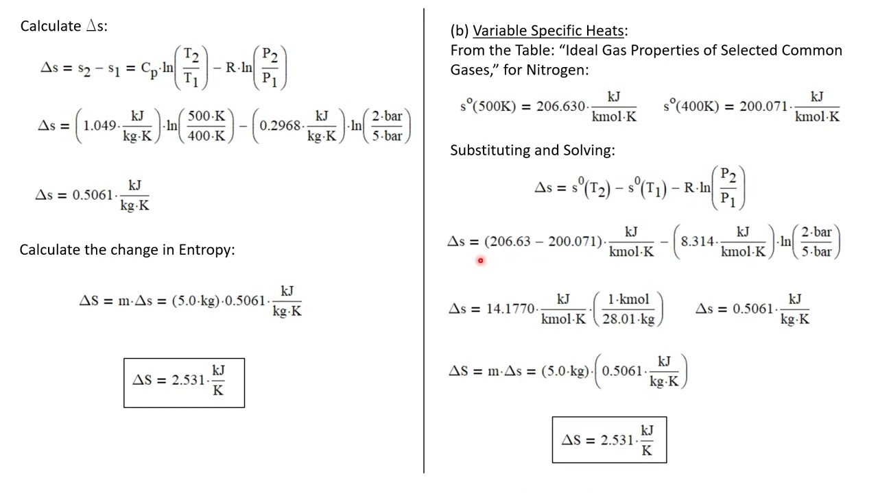 Entropy Change for an Ideal Gas Process -- Engineering Thermodynamics 91/107