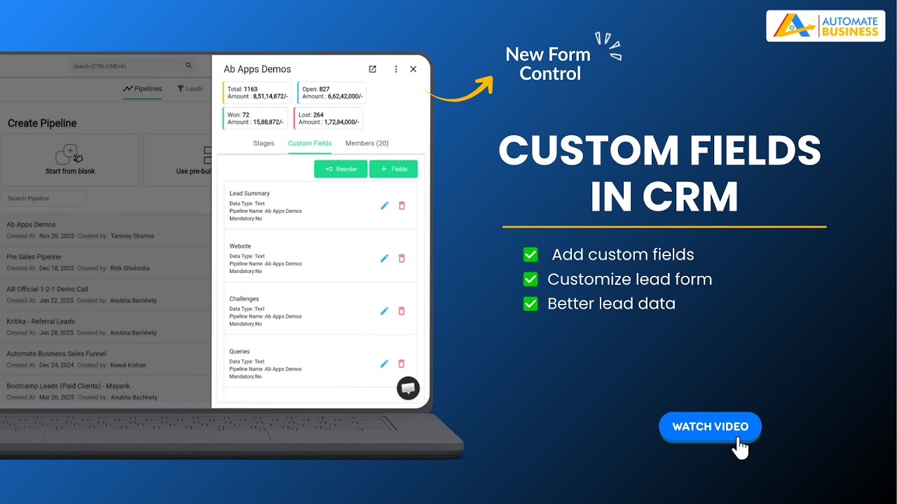 Custom Fields in CRM | Create Lead & Contact Fields and Customize Forms
