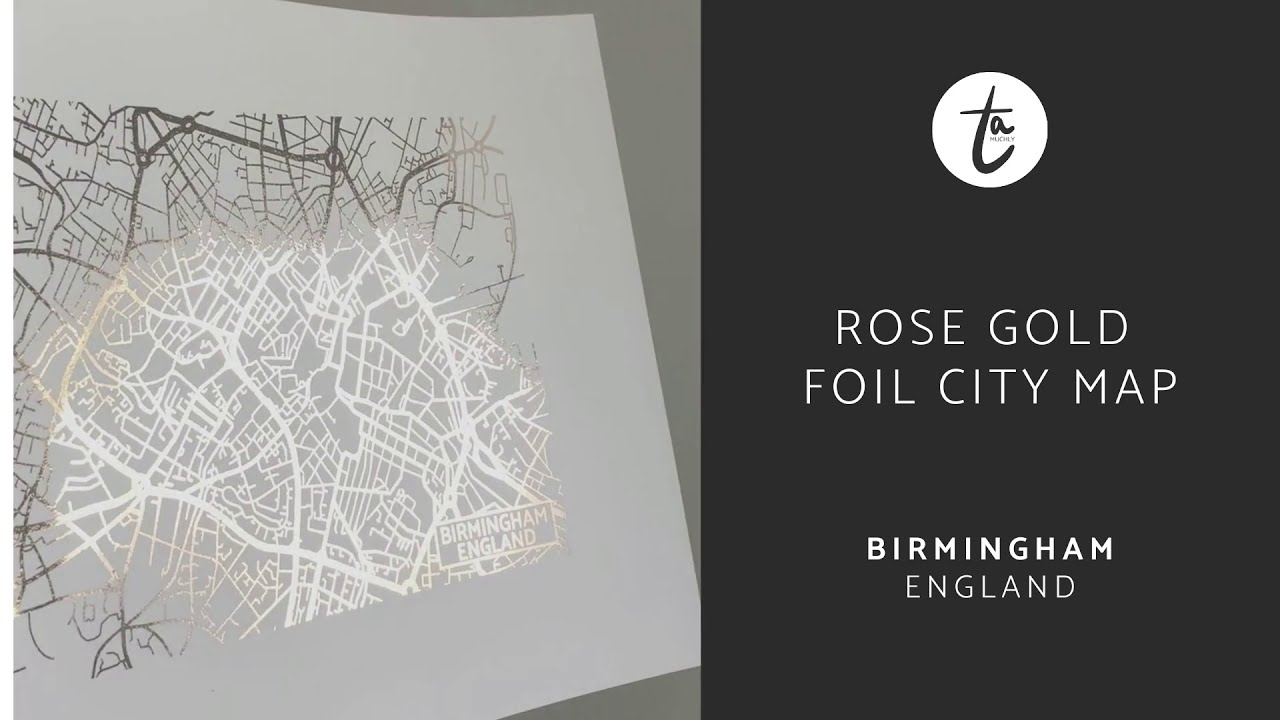 City Map Art | Birmingham UK | Rose Gold Foil Print
