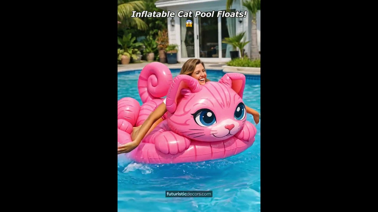 OMG! Inflatable Cat Pool Float! 😱👏 I need one!