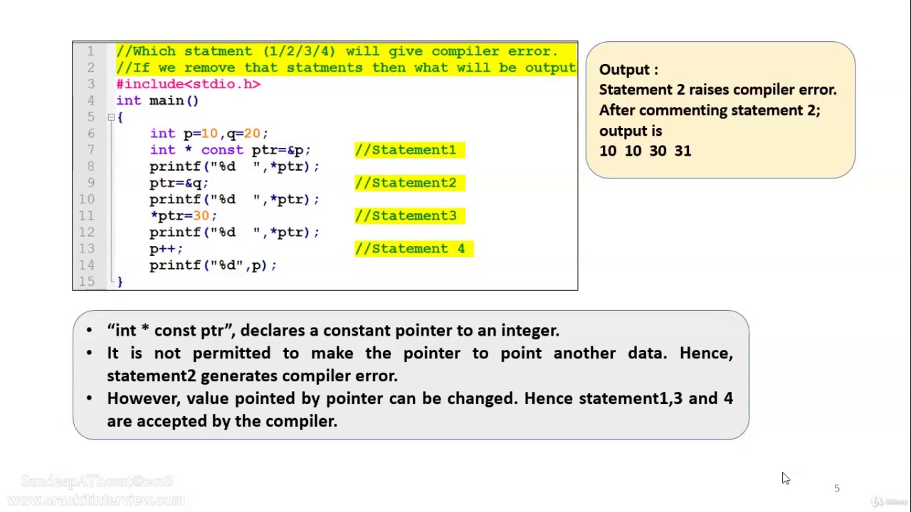 Pointers - Constants, Void, Null and Dangling Pointer in C - C Tutorial
