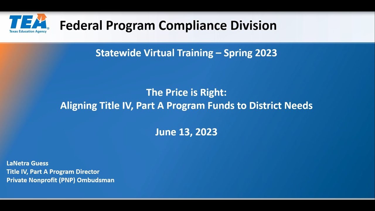 The Price is Right:  Aligning Title IV, Part A Program Funds to District Needs