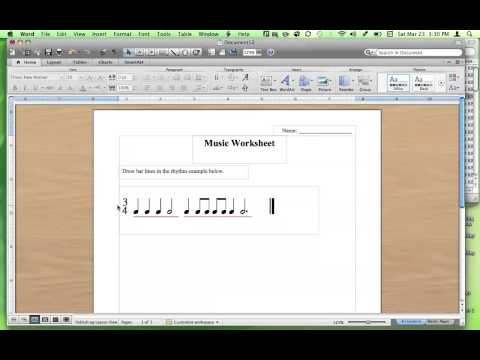 Making Rhythm Worksheets using Music Fonts