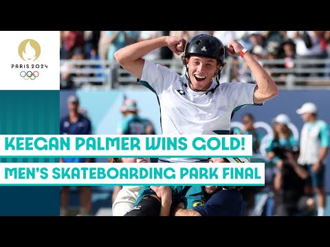 Keegan Palmer defends his title with gold in menโs skateboarding park final ๐น | Paris 2024 highlight