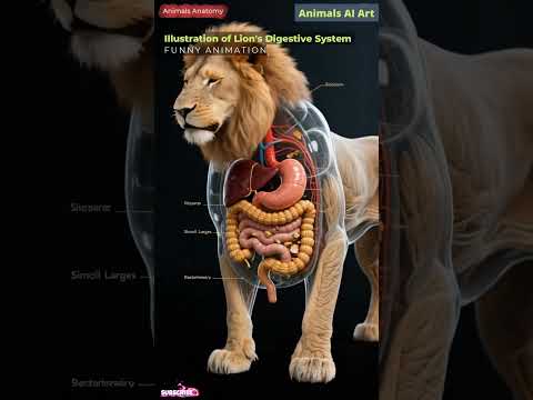 Illustration of Lion's Digestive System Animation | Animals AI Art | 13