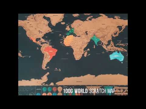 1DOG Mapa Mundial Rascable, Edición: Dorado. Motivate para viajar. World Scratch Map