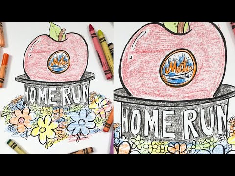 LEARN TO DRAW THE METS HOME RUN APPLE! "ART CLASS WITH HERM!" : Episode 002