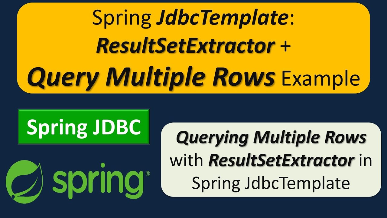 Spring JdbcTemplate: ResultSetExtractor + Query Multiple Rows Example | Spring JDBC Tutorial