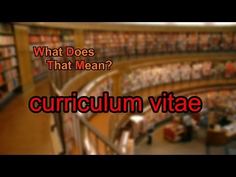 What does curriculum vitae mean?