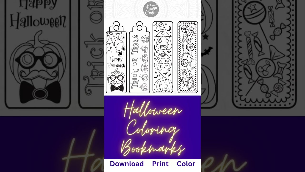 Halloween coloring bookmarks. Download Print Color