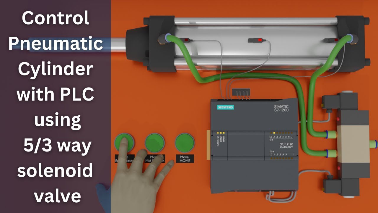 PLC Project to Control a Pneumatic Cylinder with 5/3 way solenoid valve TIA Portal