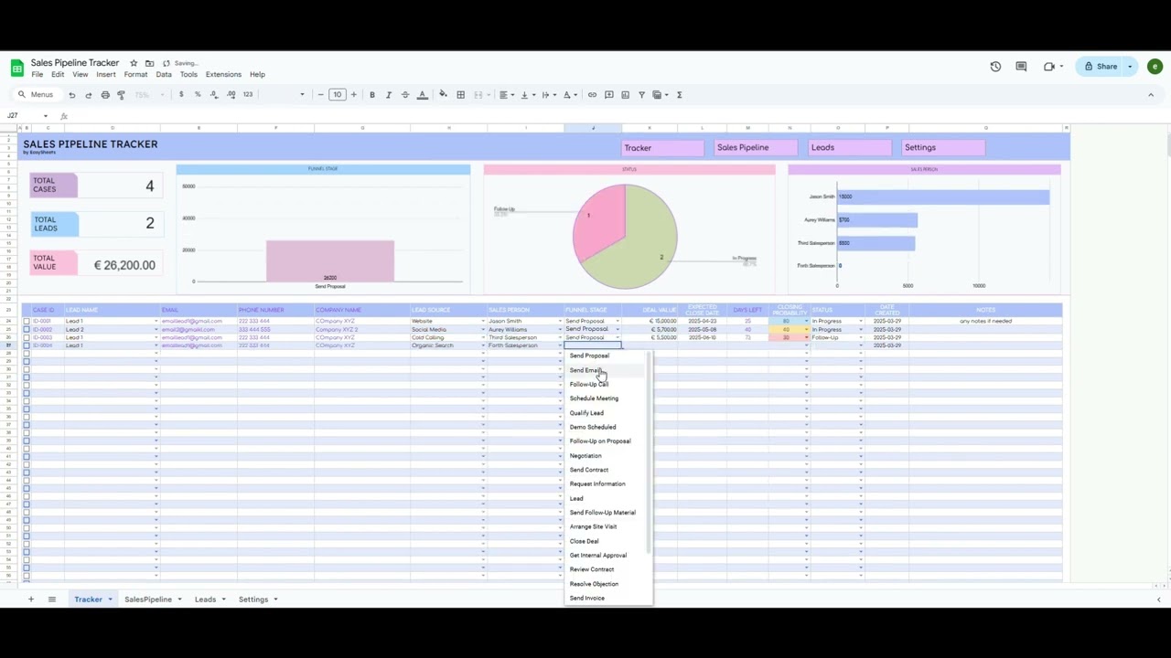 Sales Pipeline Google Sheets Template #googlesheetstemplates #googlesheets