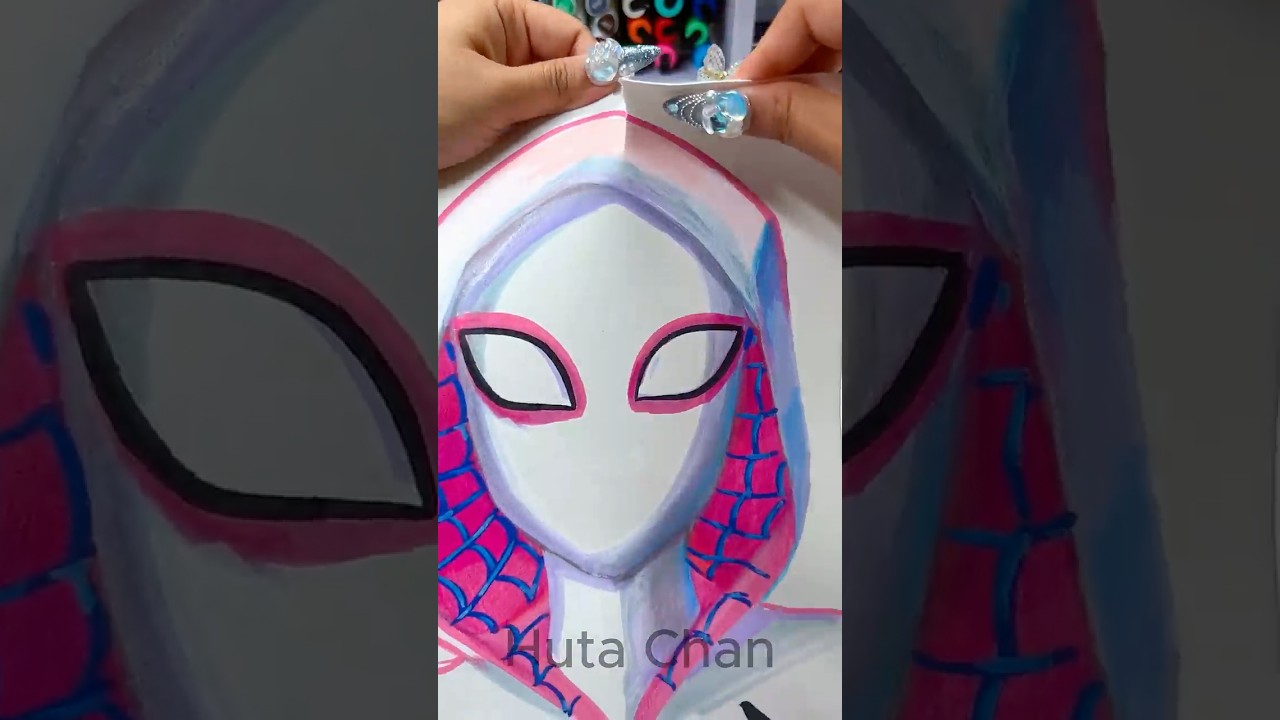 Drawing Gwen Stacy - Spider Gwen (Real Style) #shorts  #hutachan