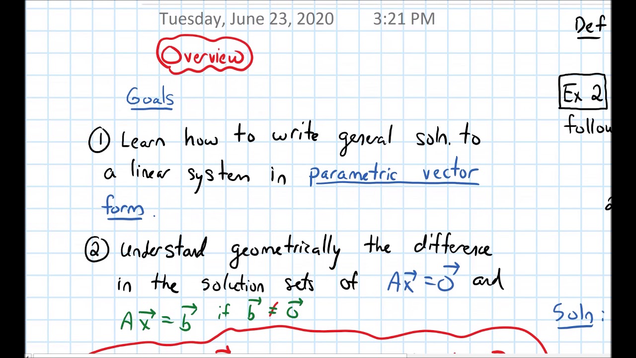 1.5 Parametric Vector Form--Overview (Video 1)