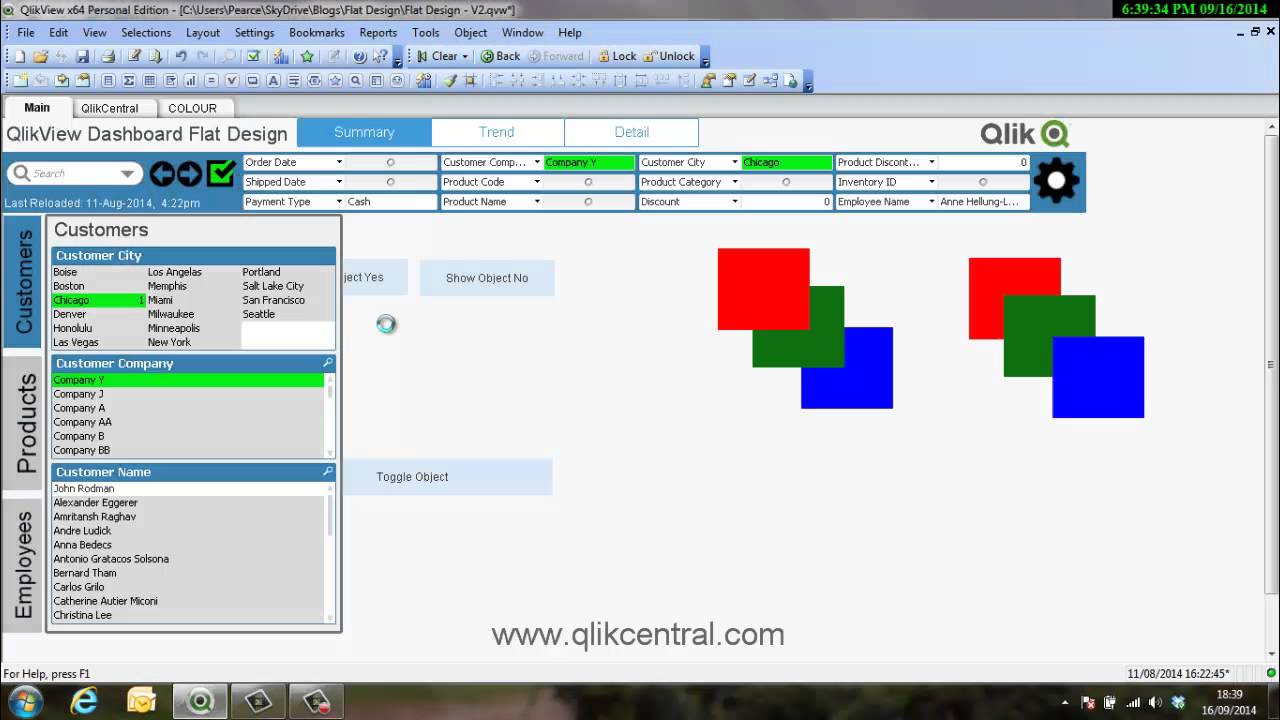 QlikView #005 Layers, Conditional Show and Actions
