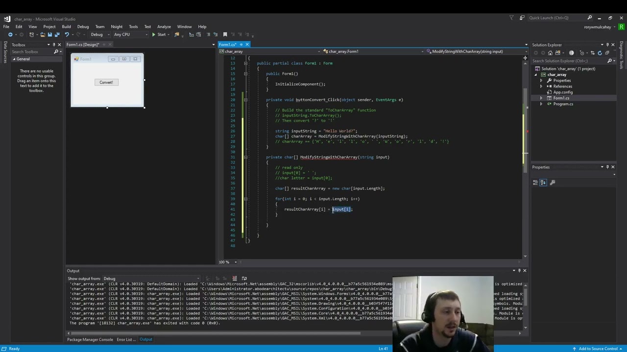 Read and modify string as character array