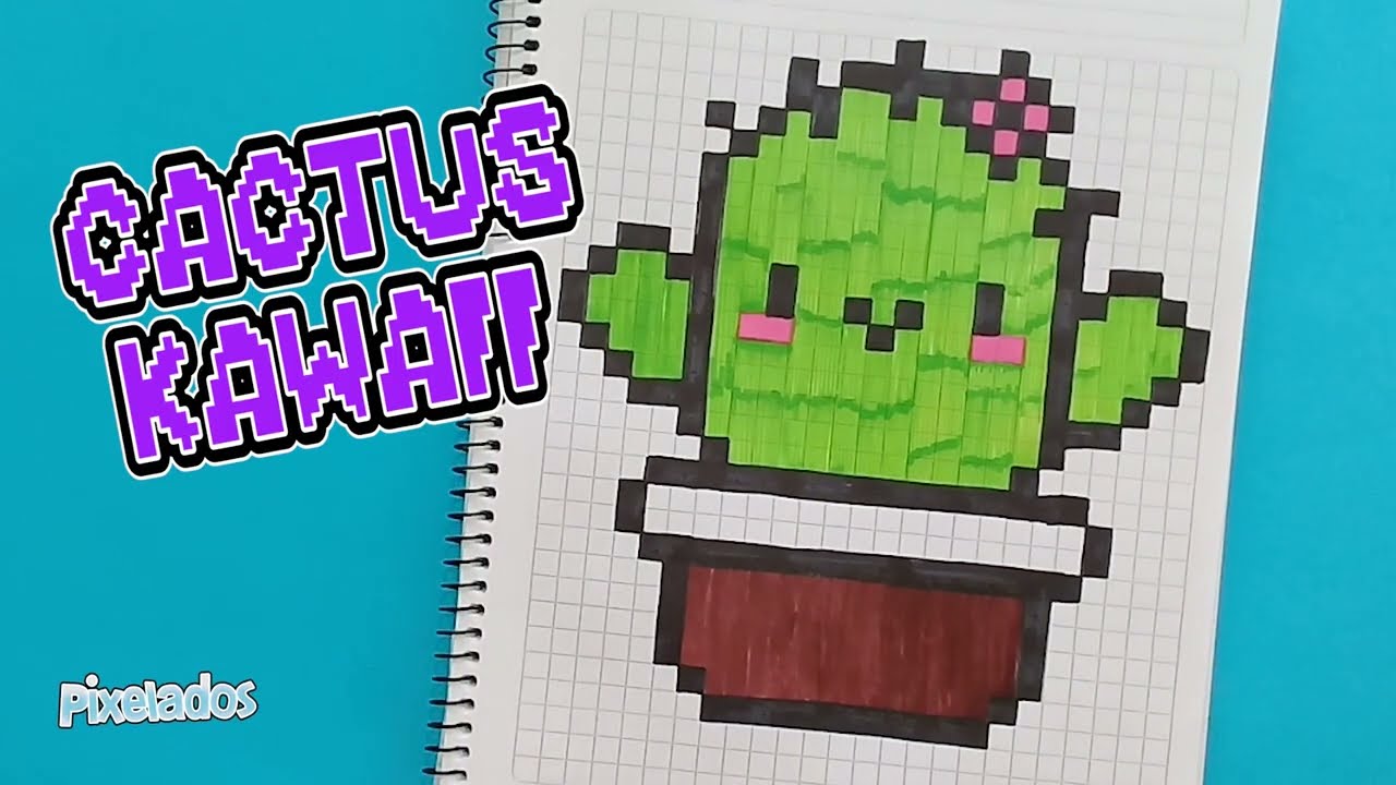 HOW TO DRAW KAWAII CACTUS PIXEL ART - PIXELATED