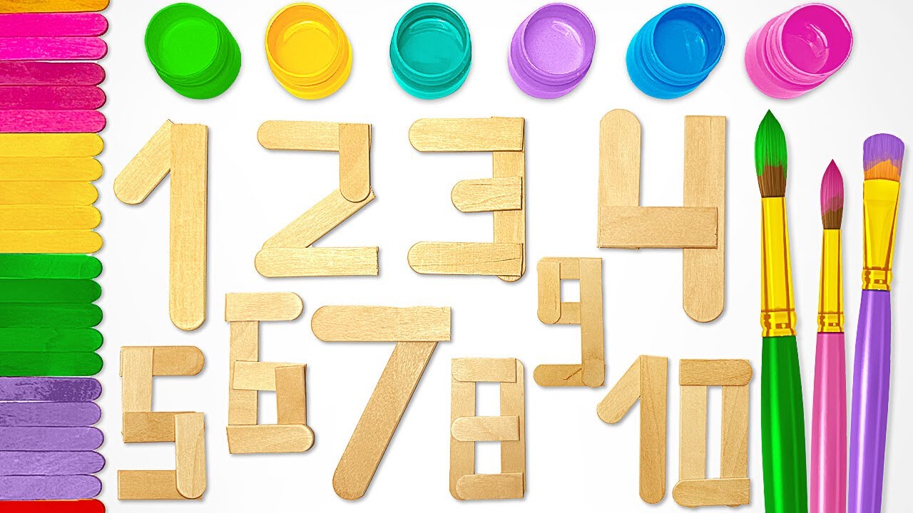 Create Numbers with Popsicle Sticks | Learn Counting & Colors | Preschool Toddler Learning Video