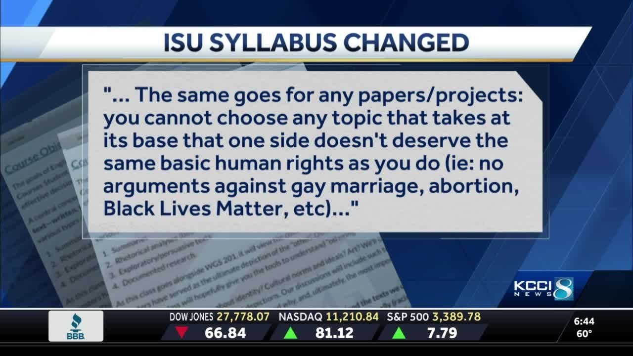 ISU professor under fire over controversial syllabus