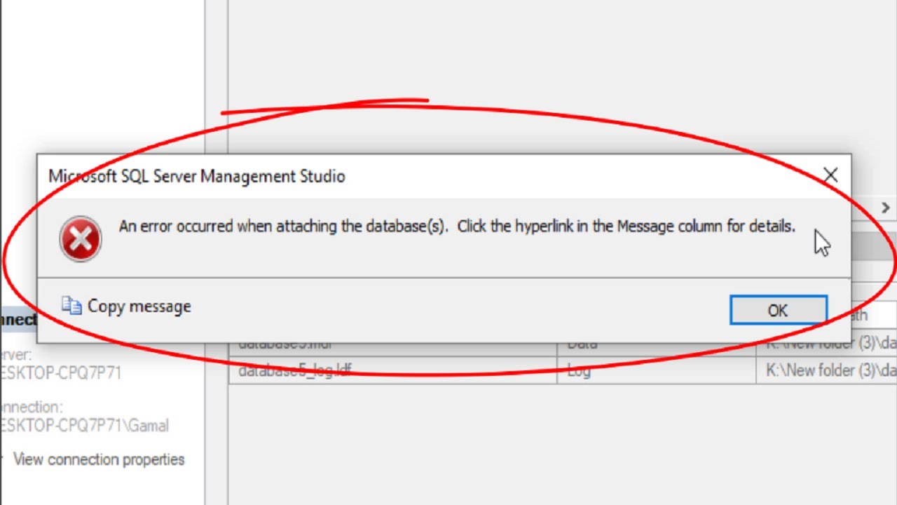 SQL Server Tutorial 🔥 Attach MDF File & Fix “Error Occurred for All Databases”