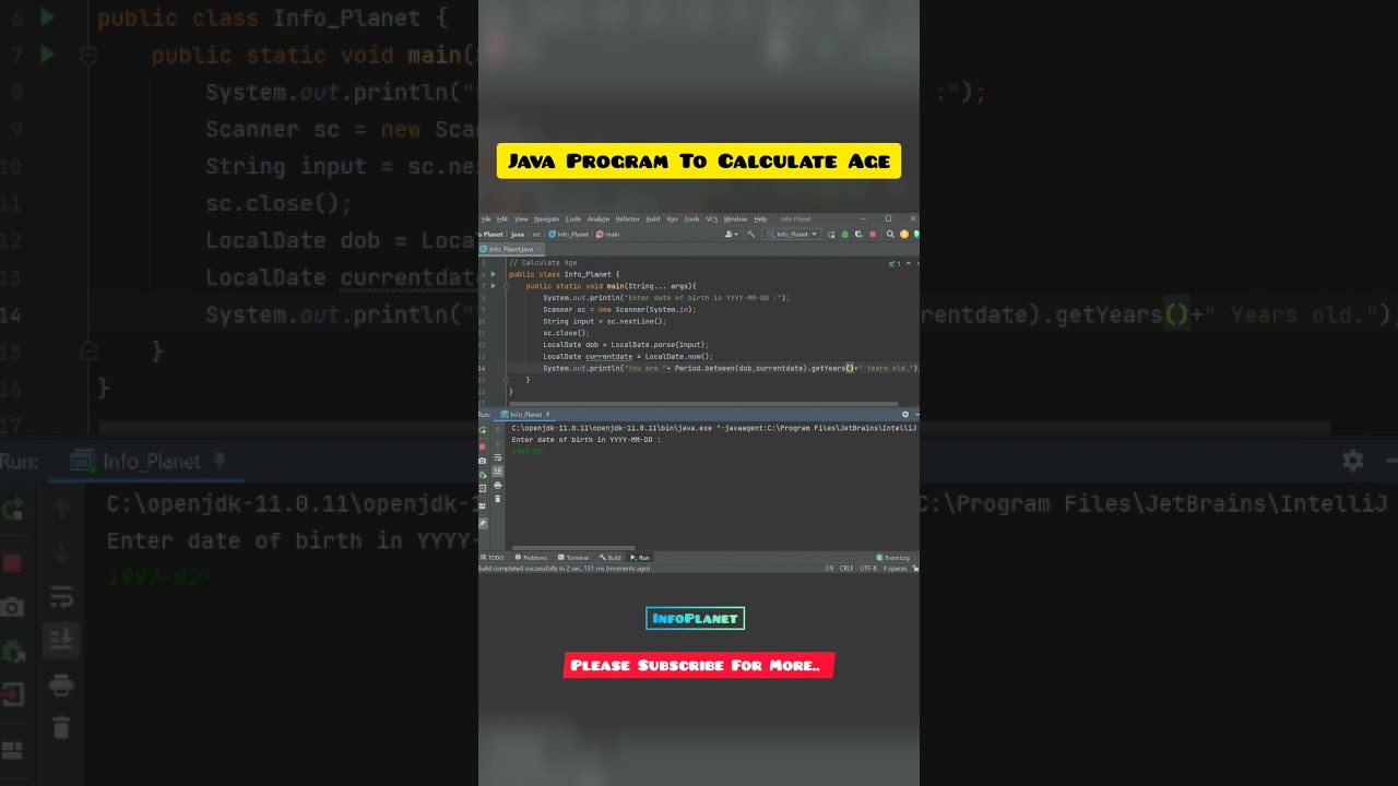 Calculate Age Using Java  #shorts #java #codeing #software engineer #computer science #youtube