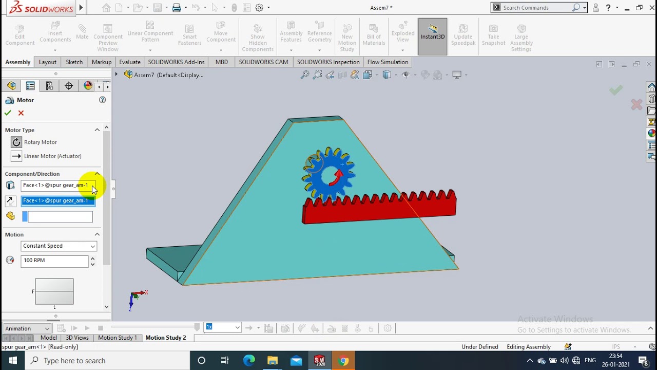 OSCILLATING MOTION ANALYSIS | RACK AND PINION | SOLIDWORKS 2020