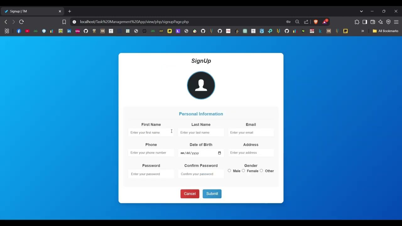 Task Management WebApp | HTML | CSS | JS | PHP | AJAX | JSON
