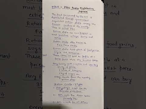 PDS - Public Distribution System Short Notes
