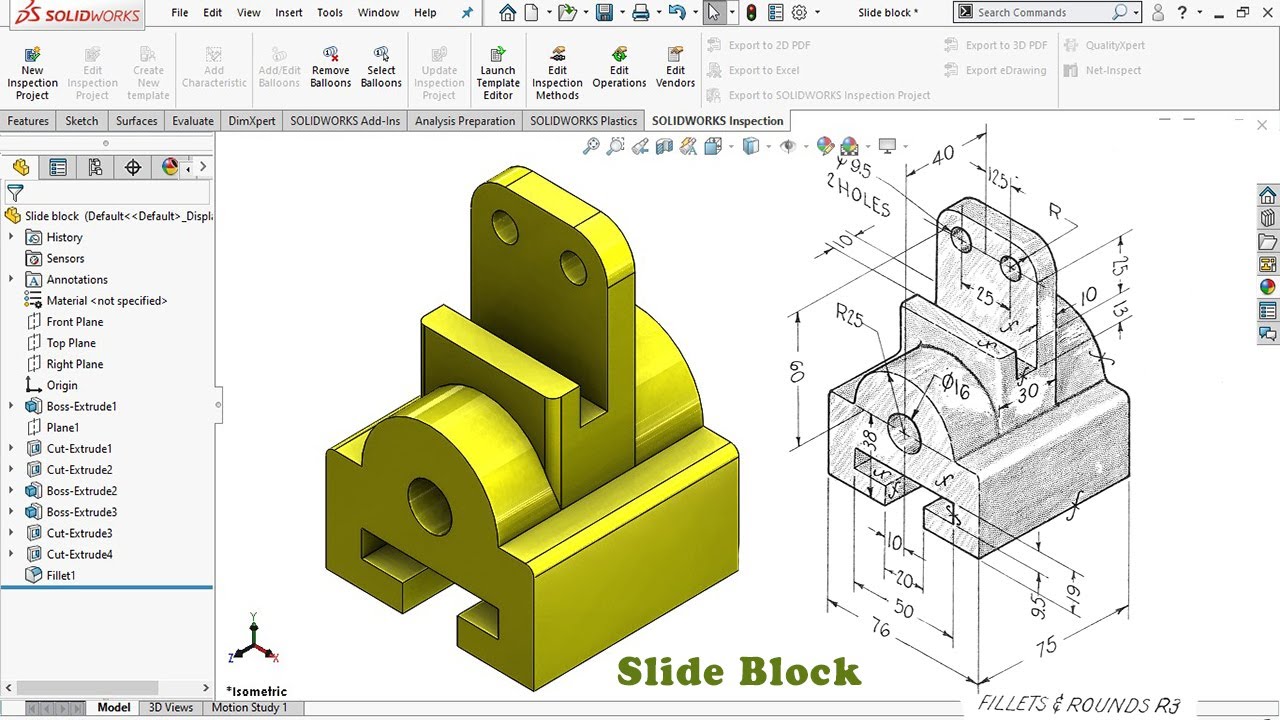 Solidworks Tutorial: Exercise #3 (Slide block)