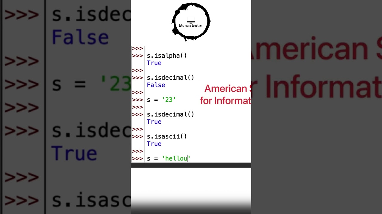 Python String Method (Isascii)