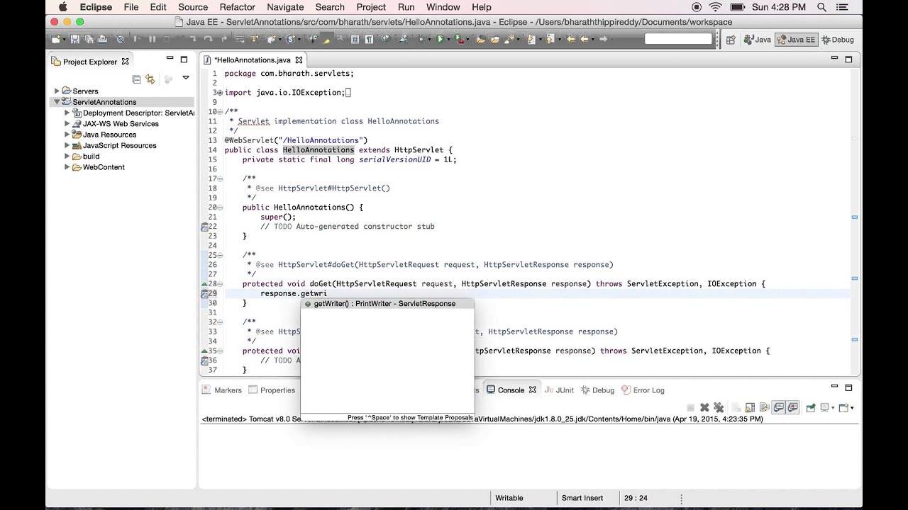 Servlet WebServlet Annotation