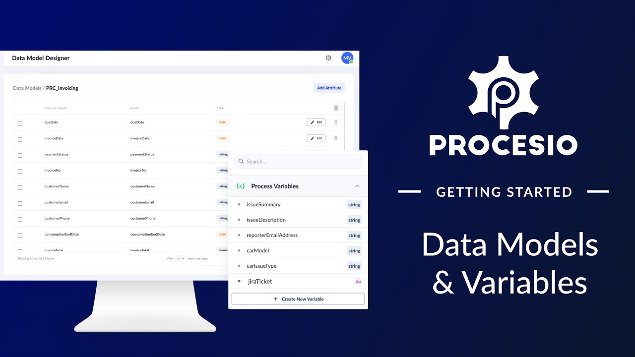 PROCESIO - Getting Started: Data Model Designer & Variables