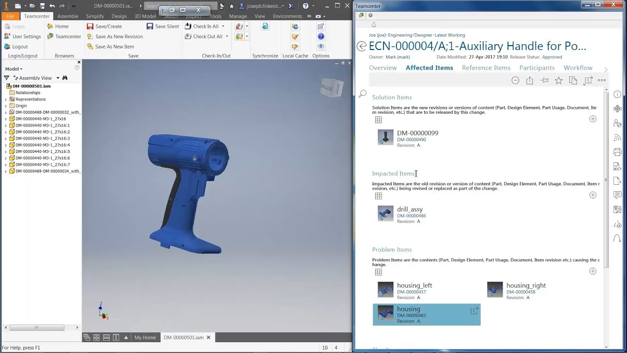 Teamcenter - Inventor Integration using Active Workspace