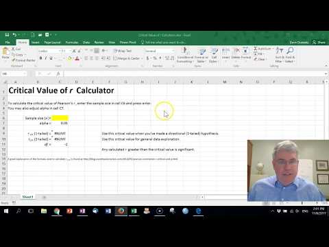 How to Calculate the Critical Value of r in Excel