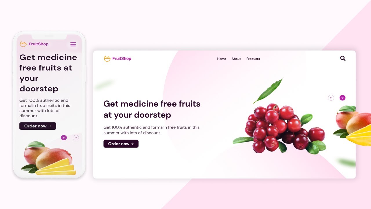 Design a Fruit Shop Hero Section with Slider using HTML, CSS & JS: A Beginner's Tutorial