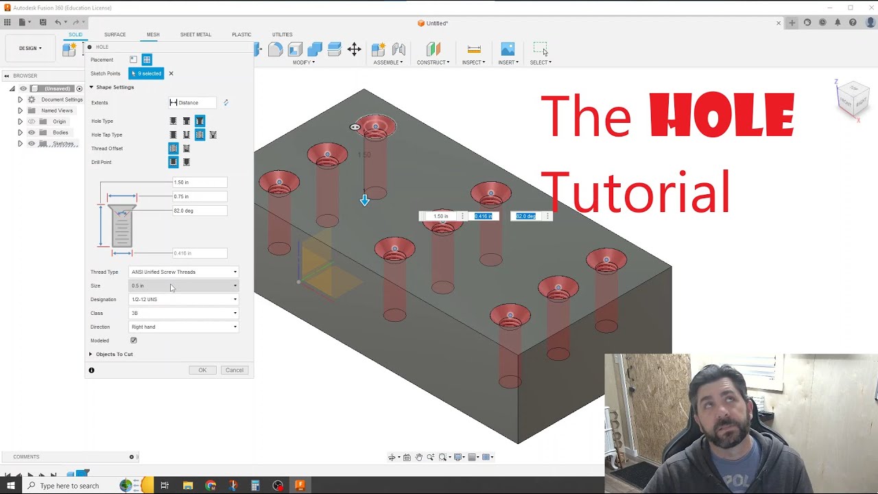 Creating A Series Of Holes In A Body And Getting Error Nothing To Cut