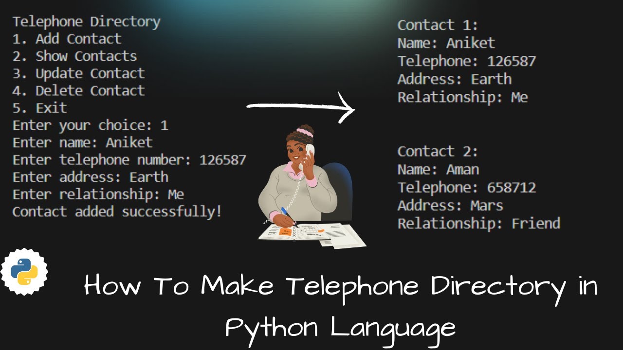Telephone directory in python || Python projects