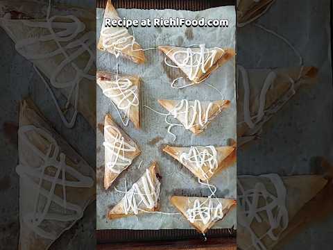 Apple Turnovers w/ Phyllo Dough & Cream Cheese Drizzle. #recipe #applerecipes #phyllo #shorts