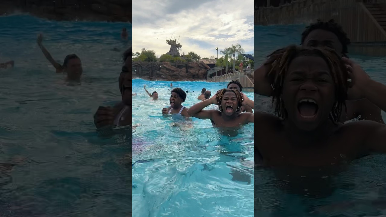 Dad takes kids to the biggest wave pool ever 😱 #shorts