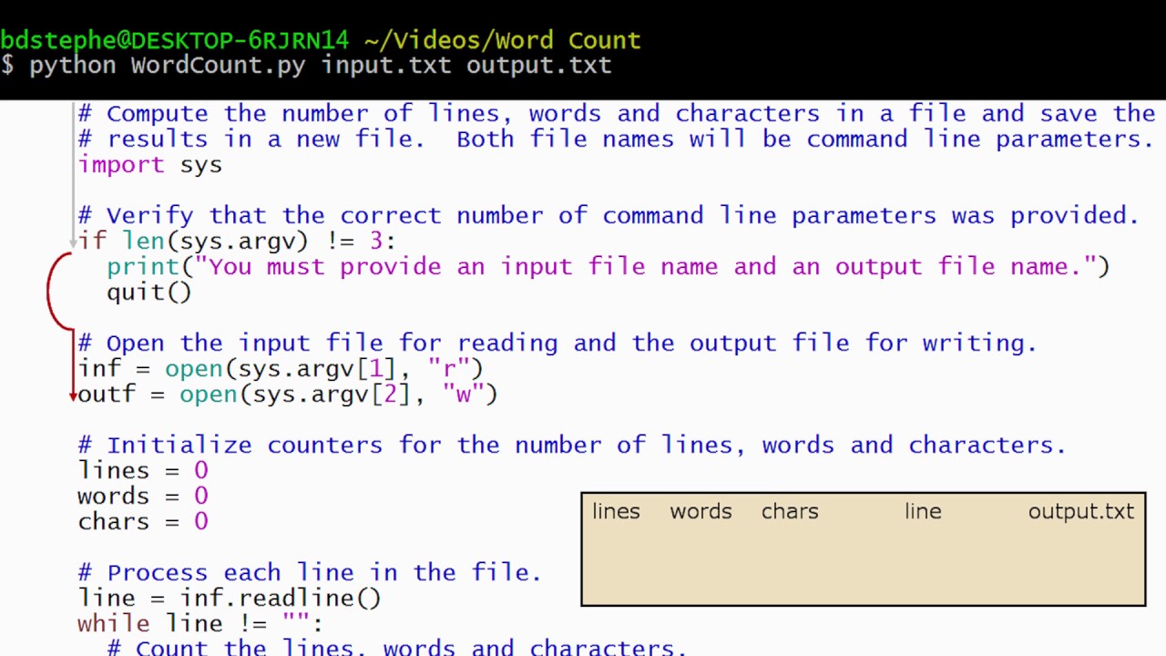 Python Programming Tutorial: WordCount.py