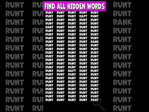 Find The Hidden Words ? Eye Test Puzzle | RUNT - RENT | Word Search