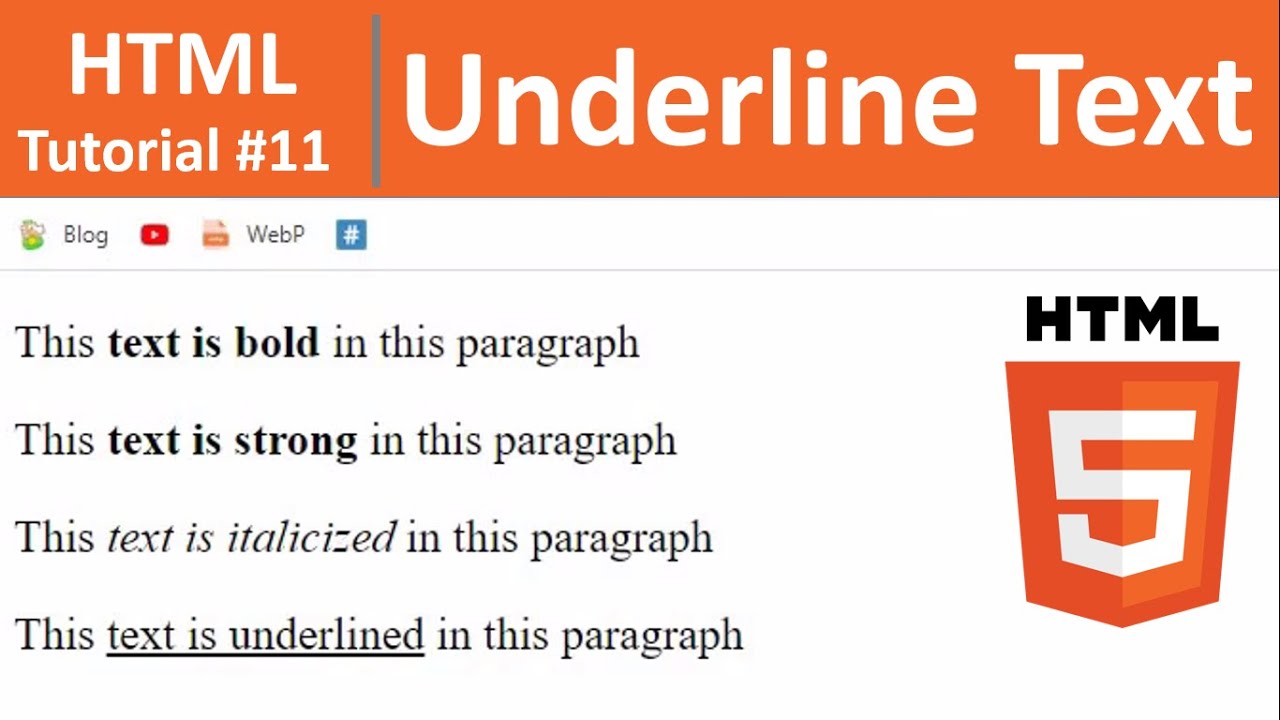 HTML Tutorial #11 - Making Text Underlined in HTML (u Tag)