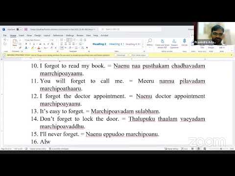 Telugu meanings of sentences using the word "forget" - Telugu Speaking Practice Session- 31/10/2022