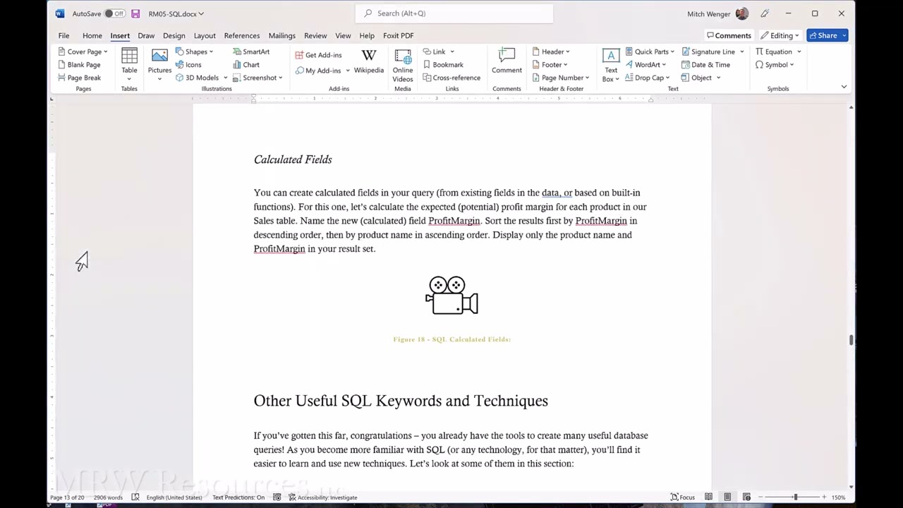 SQL Calculated Fields